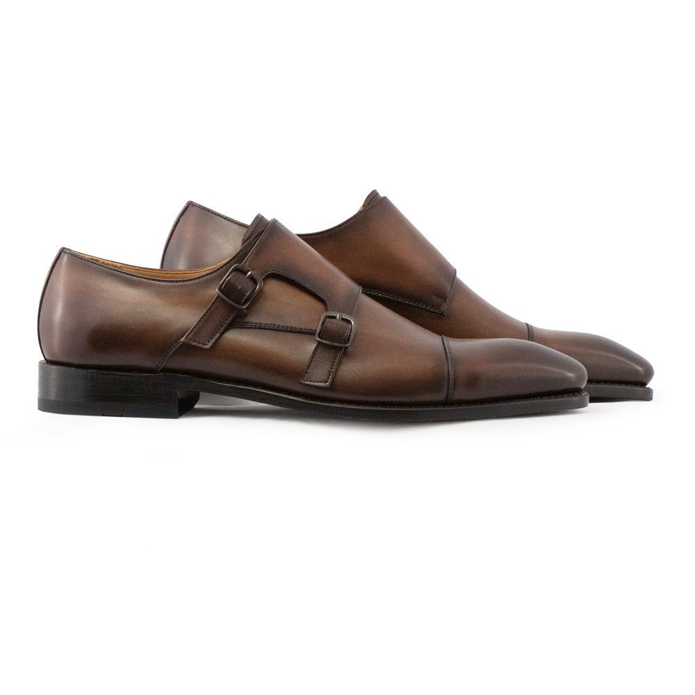 Raphael-Toe Cap Double Monk -Brown – Alessandro Shoes